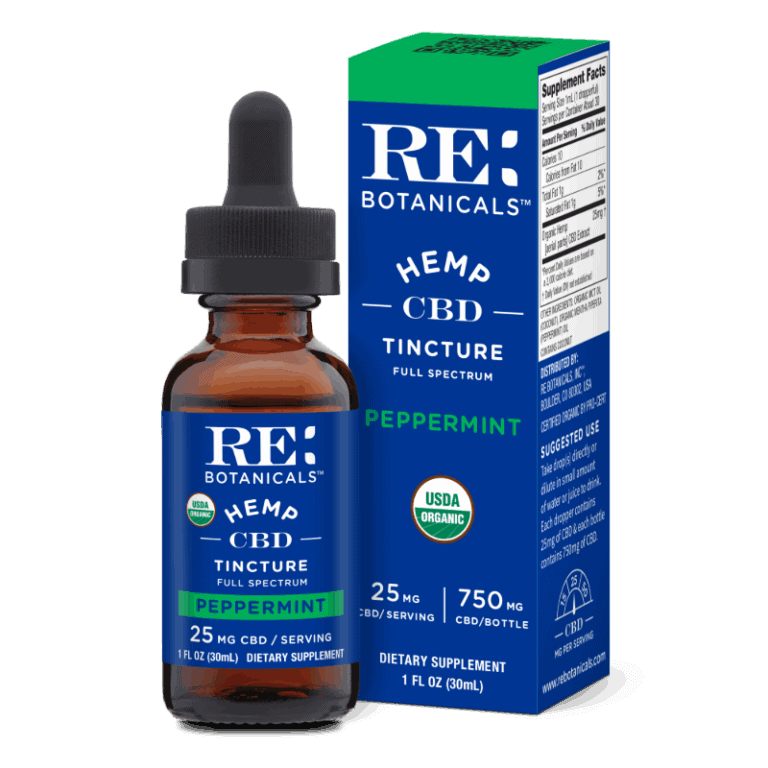 Hemp 25mg Peppermint Tincture | RE Botanicals Organic Hemp CBD Oil
